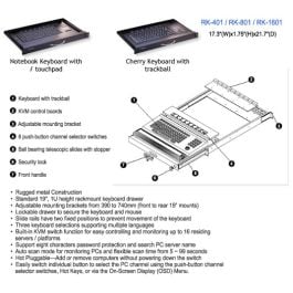 1U Rackmount Keyboard 8-Port KVM - RK-S801